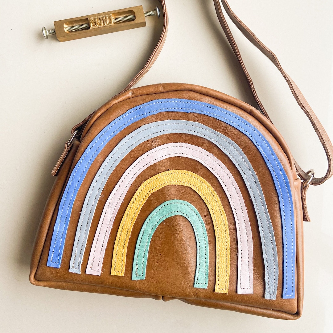 Rainbow Purse Gift for Kids, Boho Leather Toddler Bag, Personalized ...