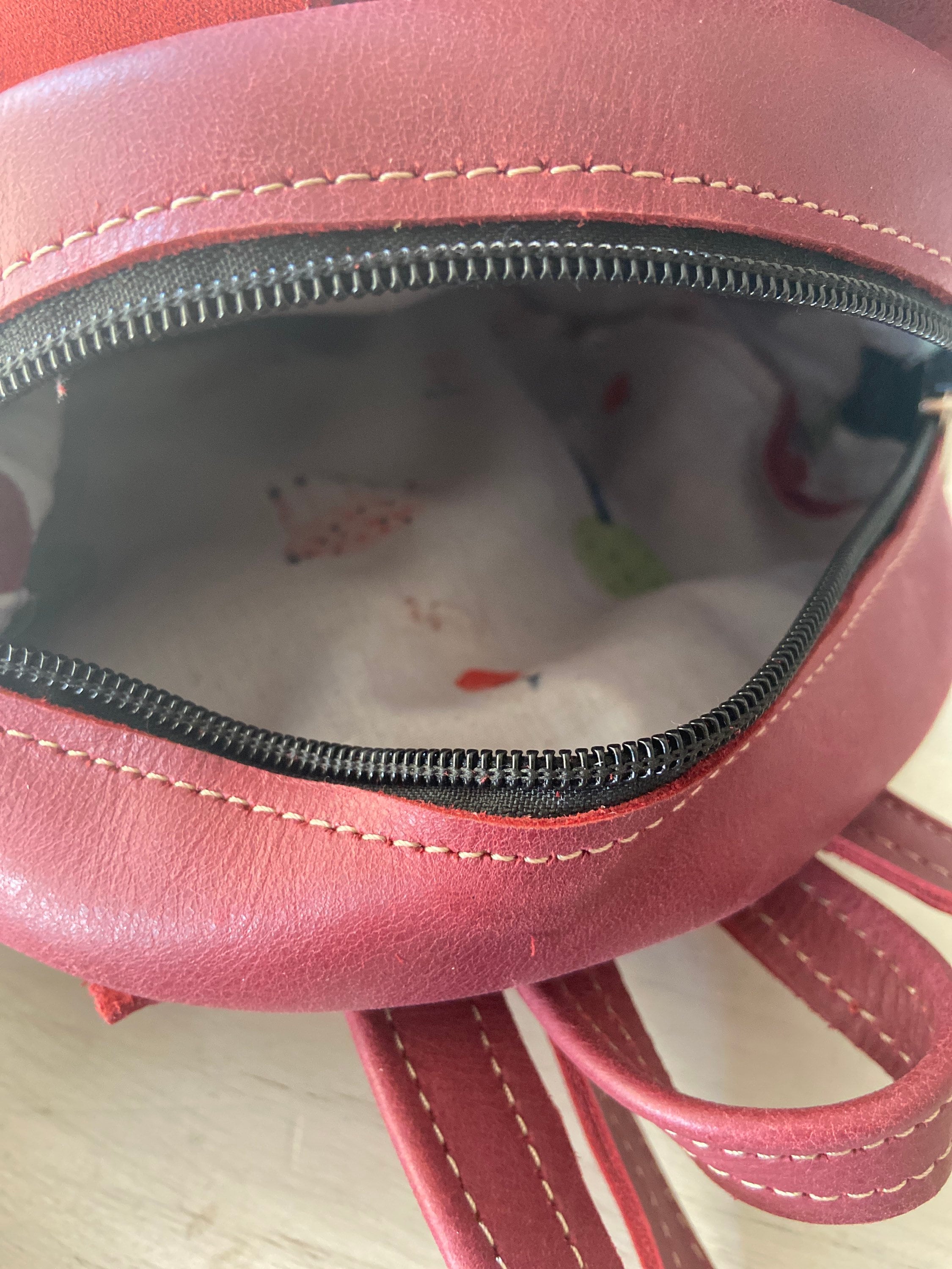 Red Toddler Backpack With Poppy Shaped, Children Leather Backpack for ...