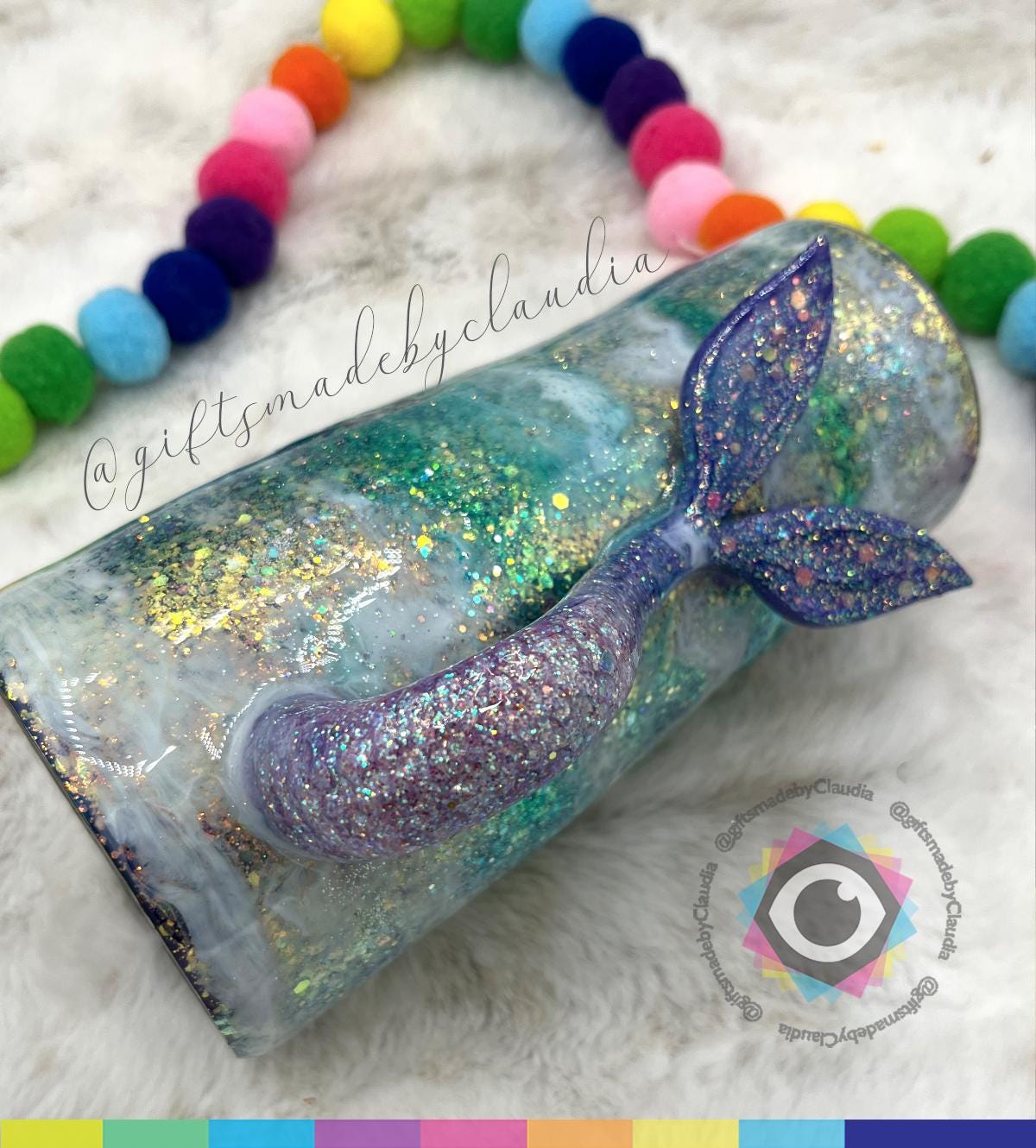 3D Mermaid Tail Glitter Tumbler – Handmade Resin Ocean Cup - Etsy