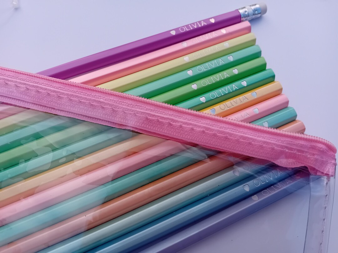 12 Limited Edition Personalised Pastel Colouring Pencils and 1 X HB ...