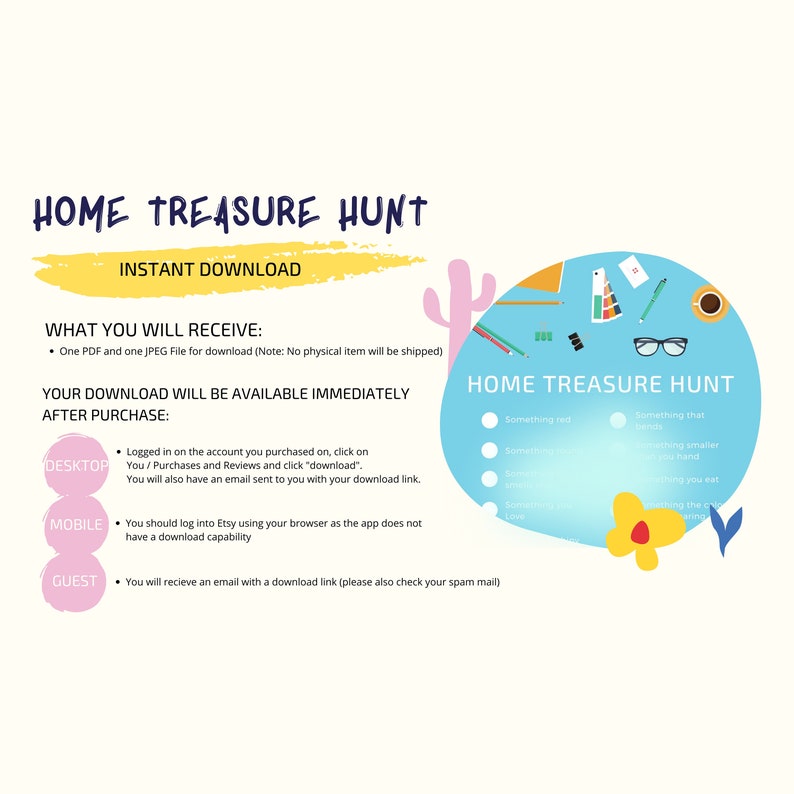 Downloadable Treasure Hunt for at Home Kids Download / - Etsy