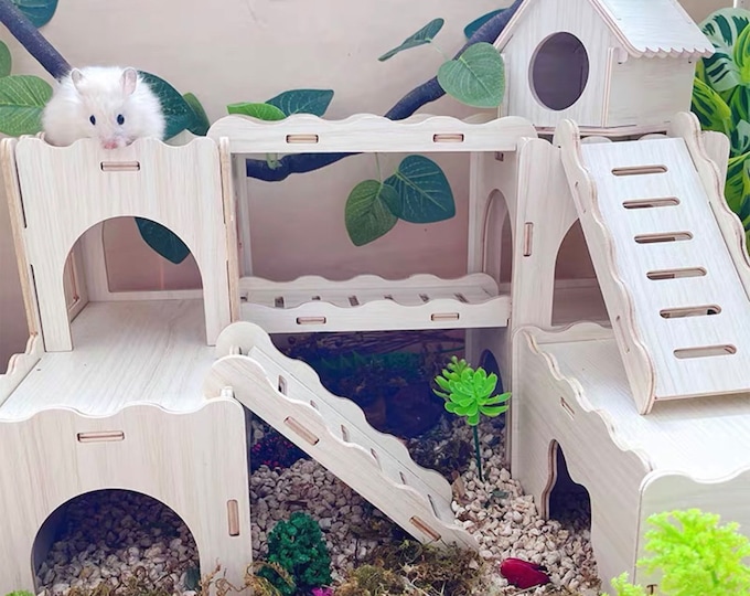 Extra Wide Customizable Climbing Tower Pet House Bottomless Toy ...