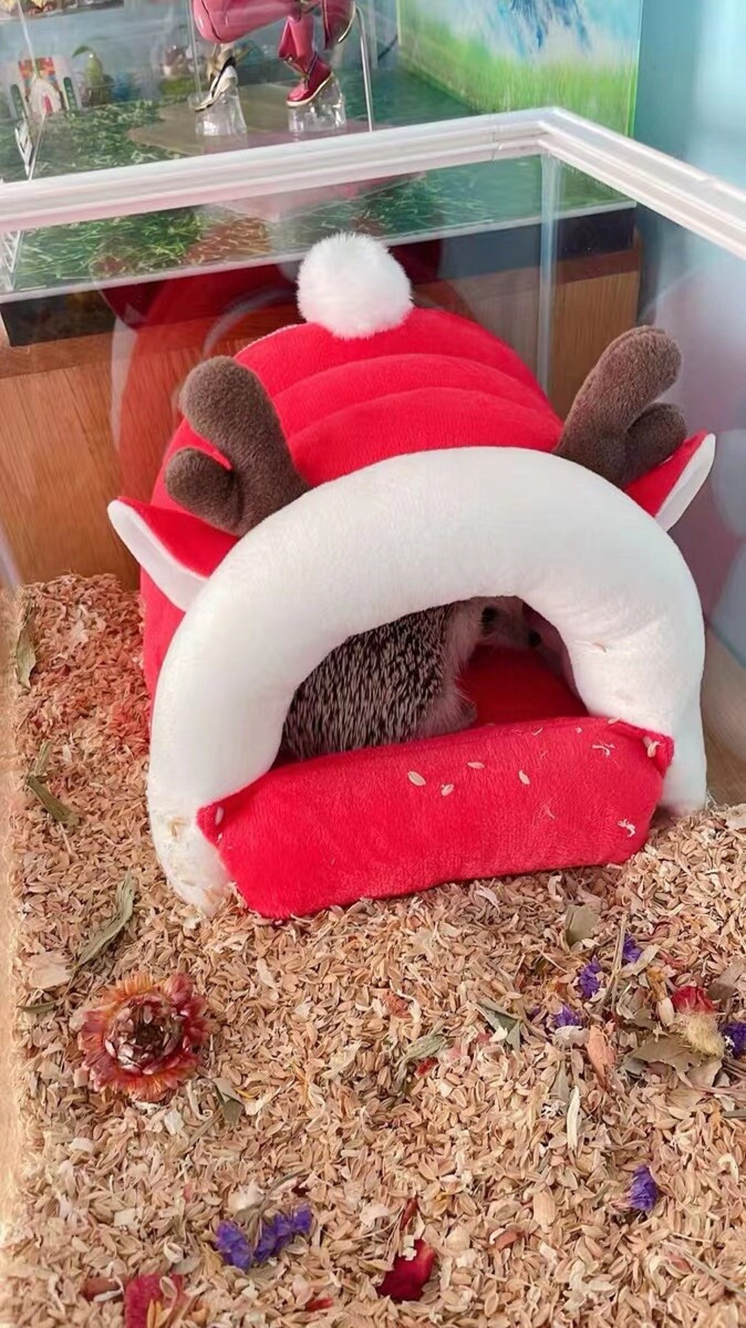 Christmas Reindeer Cozy Warm Hideout Sleeping Bed House,hedgehog/guinea ...
