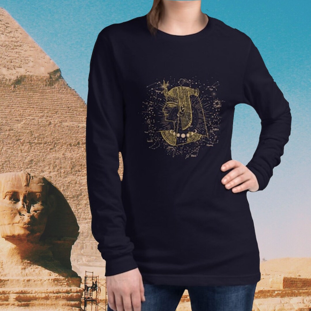 Cleopatra Long Sleeve Shirt | Ancient Egypt Goddess Tee | Gold Egyptian ...