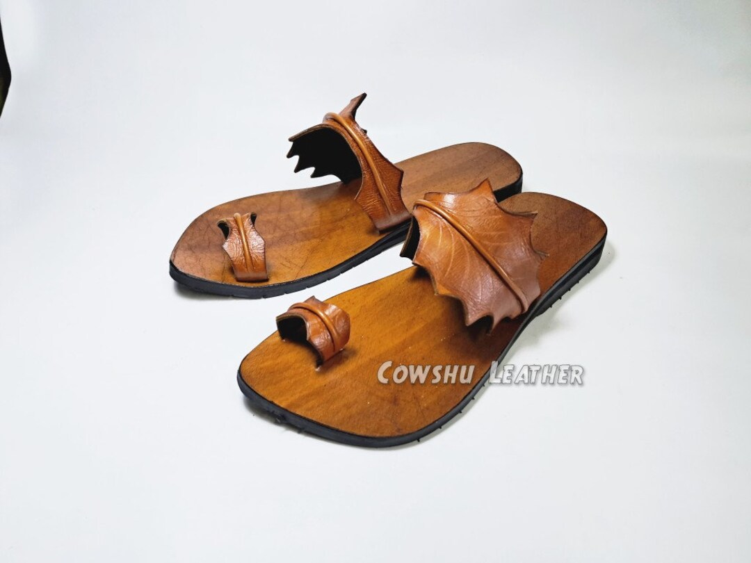 Handmade Leather Toe Ring Sandals: Boho Style, Cowshu Leather - Etsy