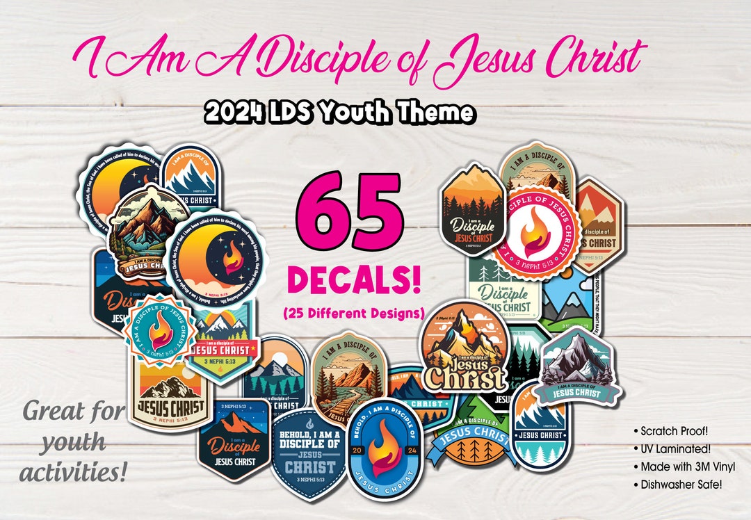 Set of 65 Decals 2024 Youth LDS Theme. Water Proof and Scratch Proof. I ...