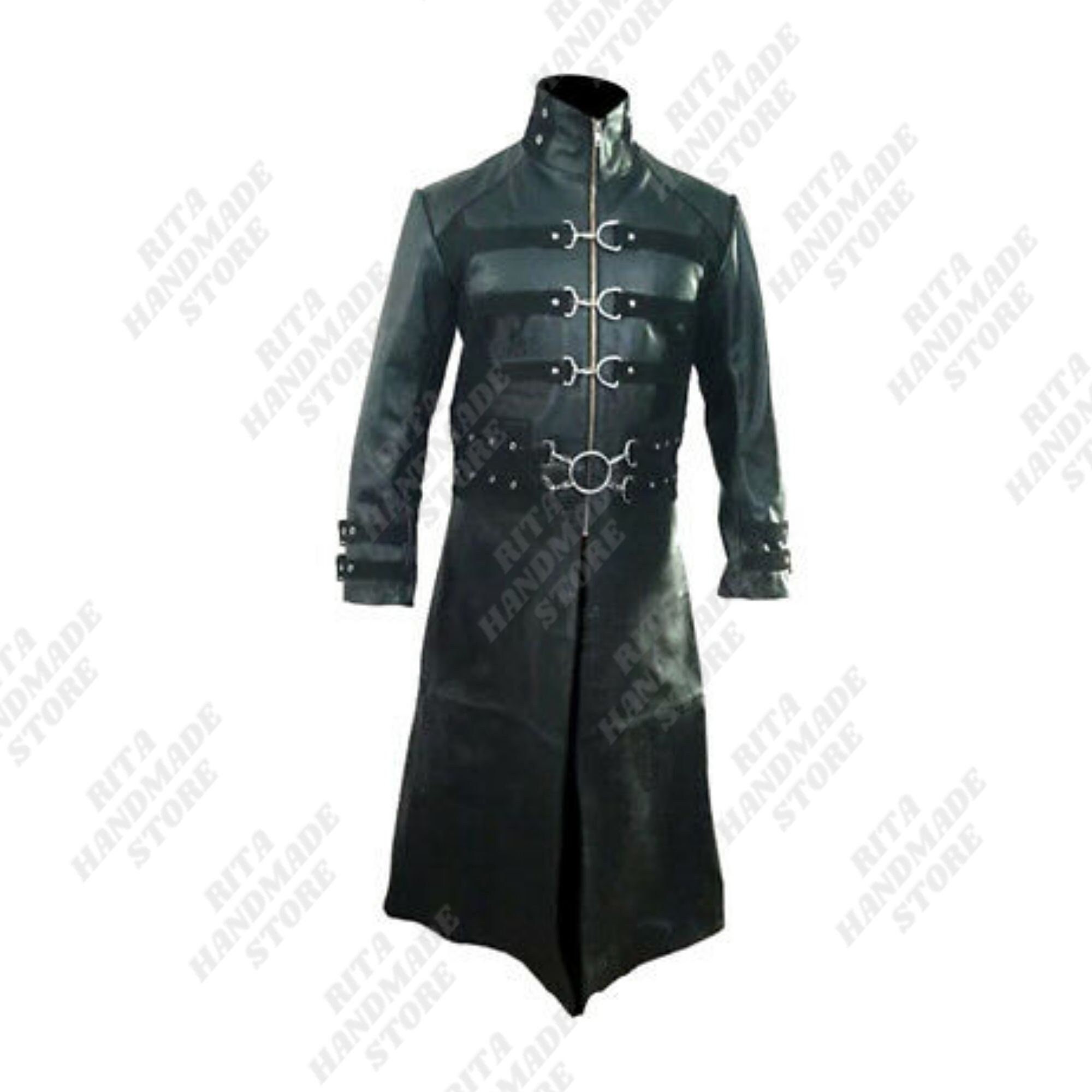 Leather Trench Coat Mens Gothic