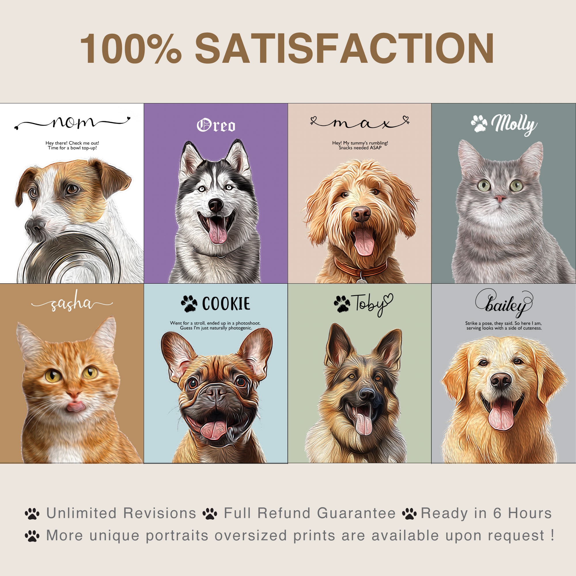 2 Pets-custom Pet Portraits, Pet Memorial Portrait From Photo, Dog ...