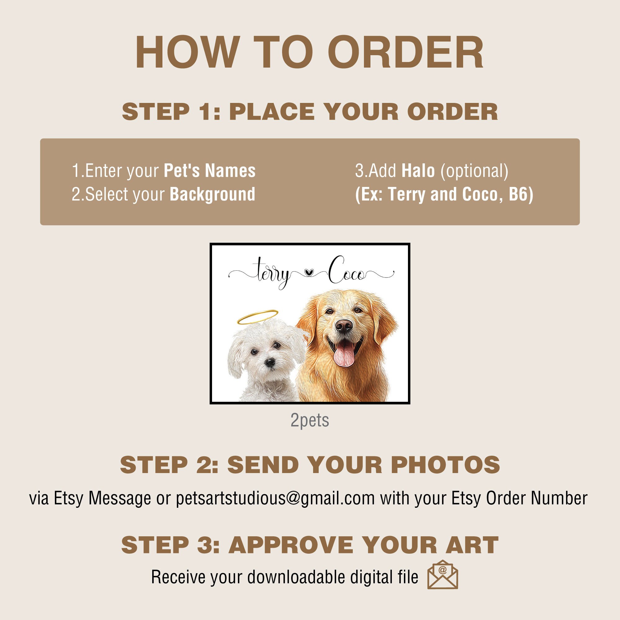 2 Pets-custom Pet Portraits, Pet Memorial Portrait From Photo, Dog ...