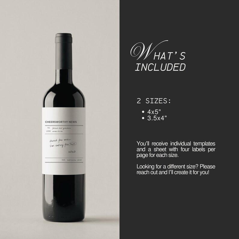 Editable Wine Label Pregnancy Announcement | Pregnancy Announcement ...