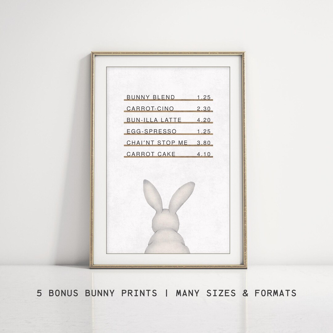 Coffee Easter Bunny Prints Bundle | 6 Downloadable Easter Prints Bunny ...