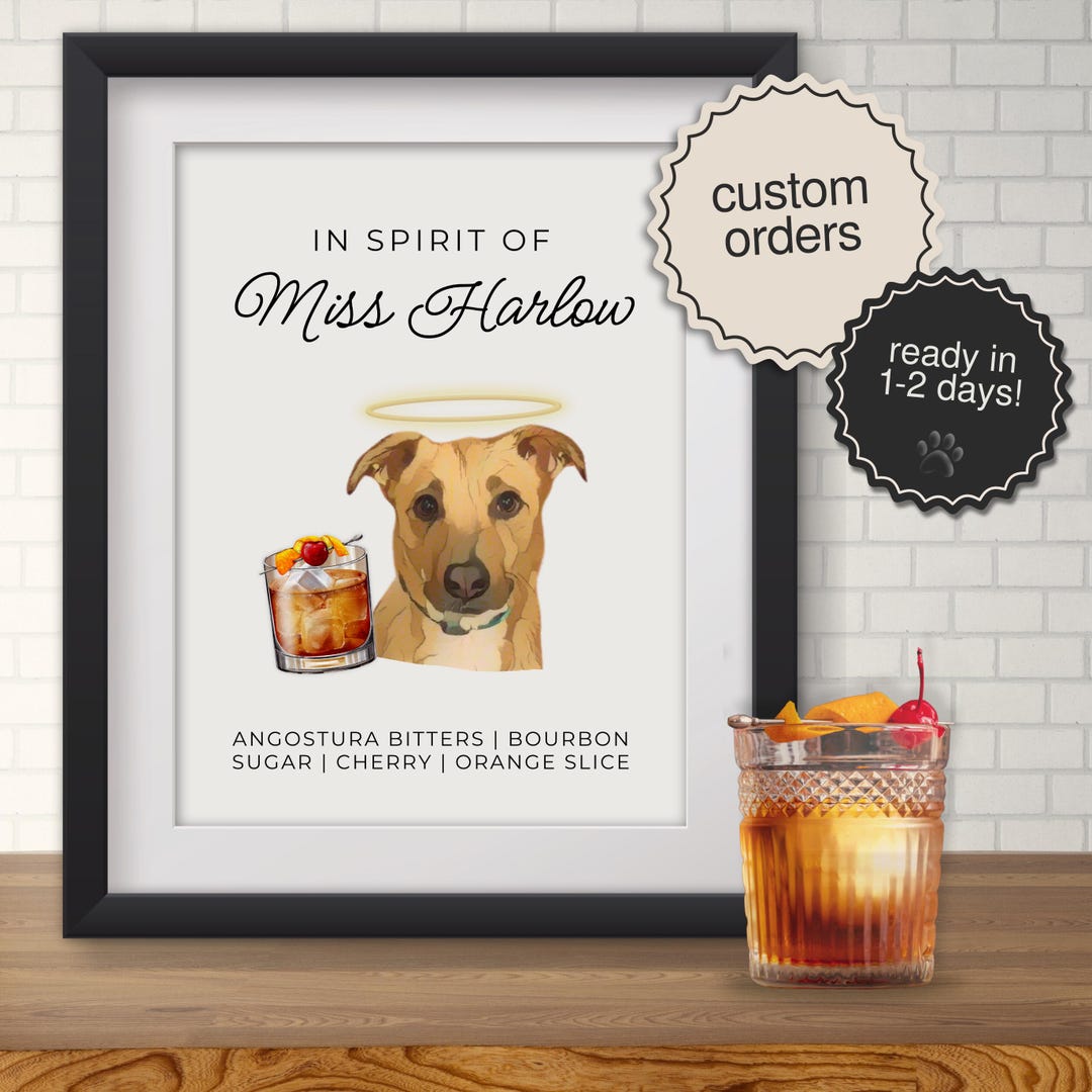 Pet Bereavement Cocktail Menu | Custom Cocktail Sign Condolence Gift ...