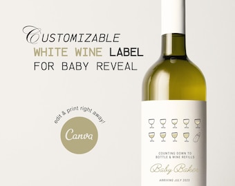 Editable Wine Label Pregnancy Announcement | Pregnancy Announcement ...