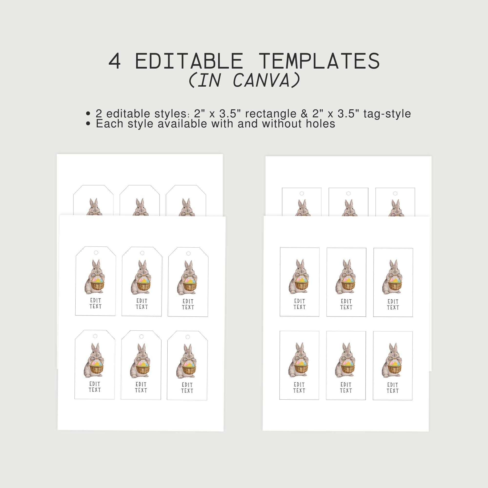 Print-ready & Editable Easter Basket Tag | Customizable Easter Basket ...