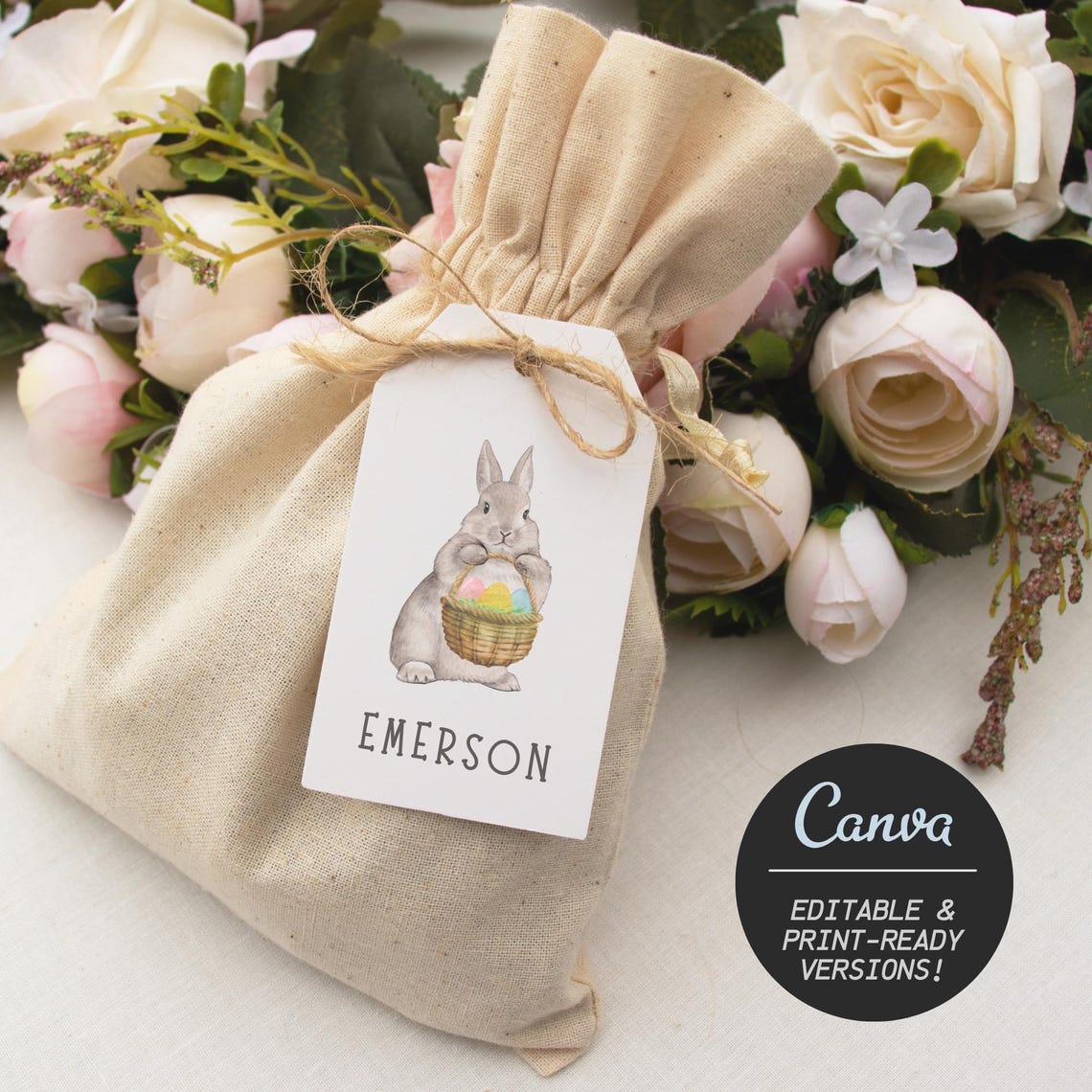 Print-ready & Editable Easter Basket Tag | Customizable Easter Basket ...