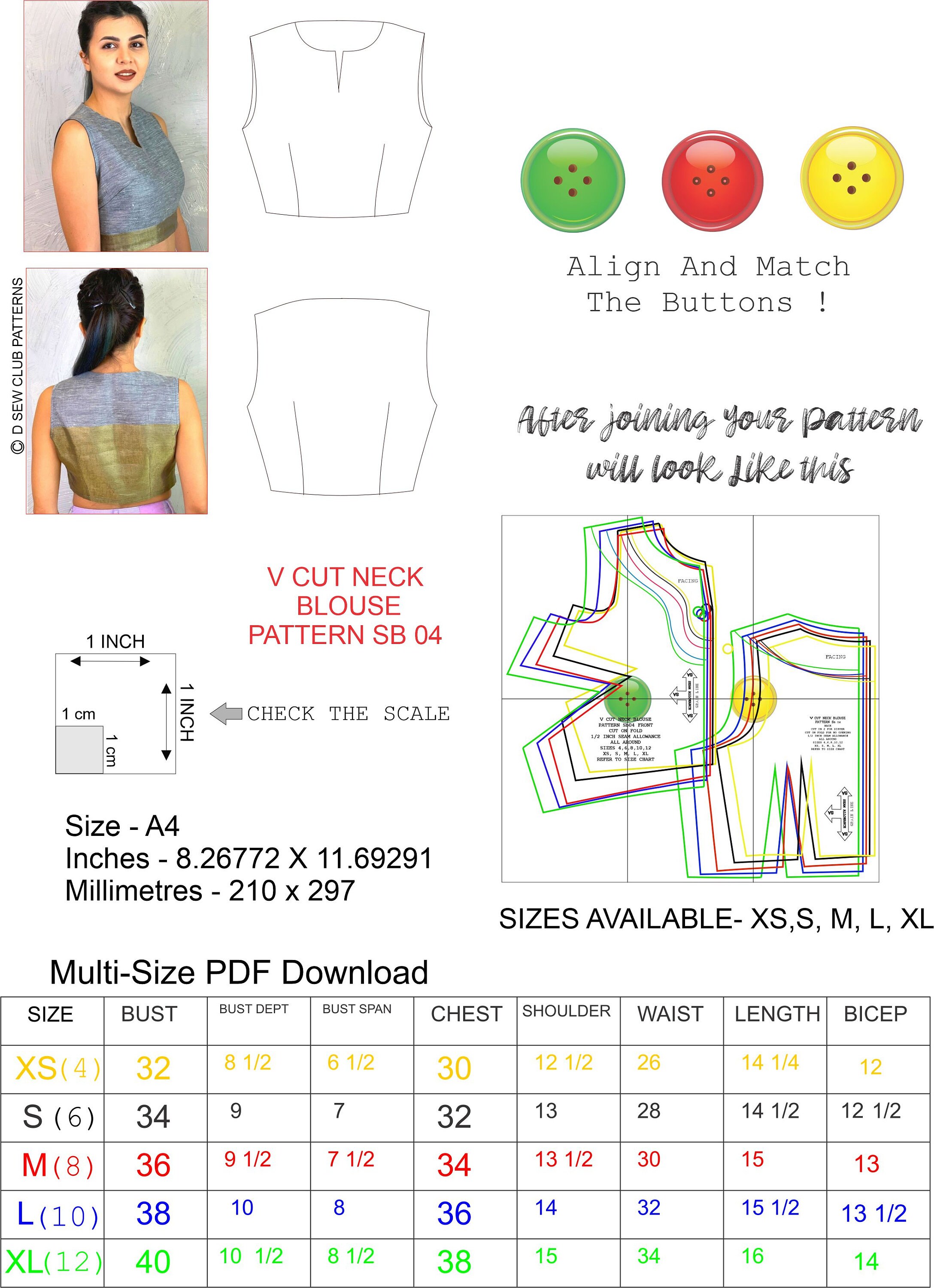 Saree-blouse-sewing-pattern-sb04 - Etsy