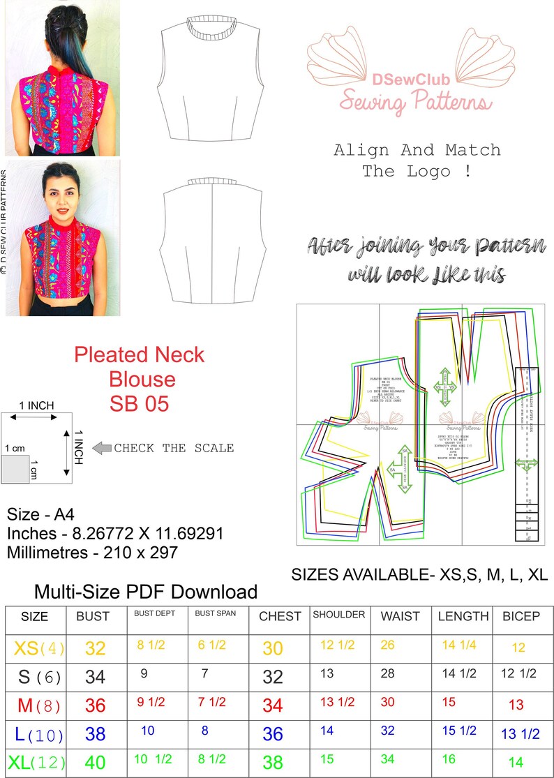 Pleated-neck-blouse-pattern-sb05 - Etsy