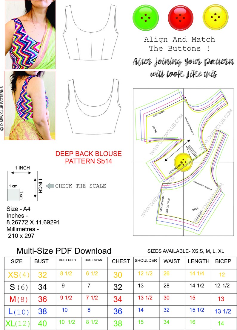 Deep Back Blouse Pattern SB14 - Etsy