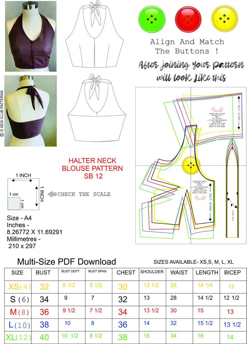 Halter Neck Blouse Pattern -SB12 - Etsy