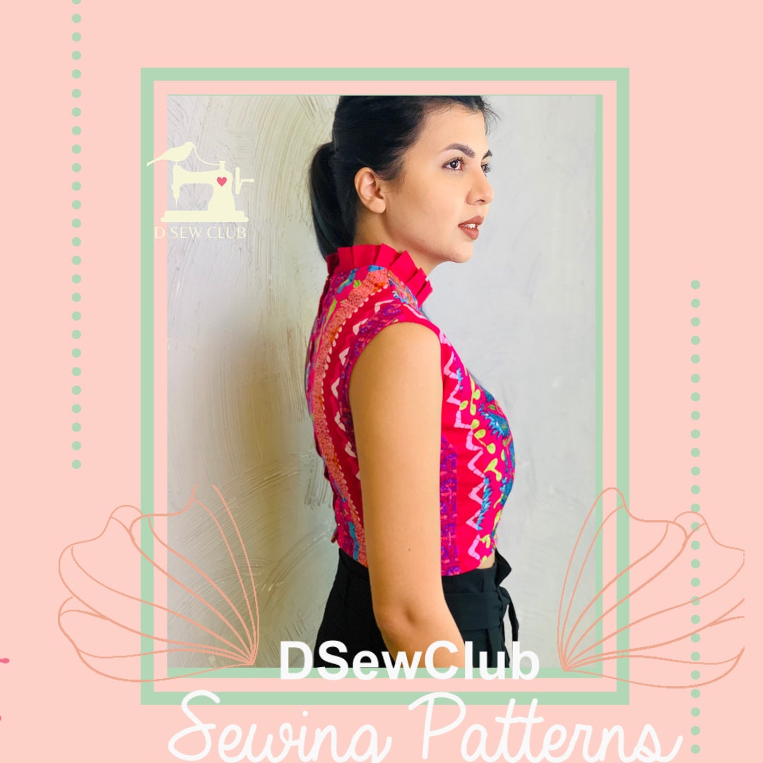 Pleated-neck-blouse-pattern-sb05 - Etsy