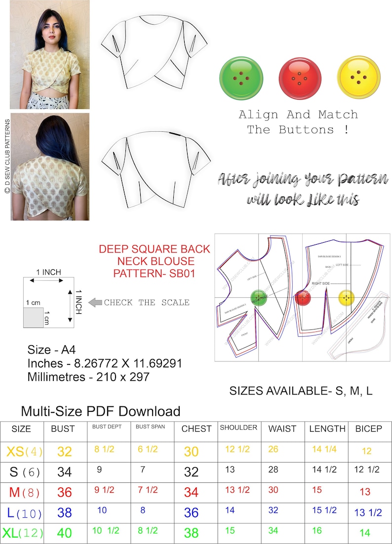 Saree-blouse-pdf-pattern-sb02 - Etsy