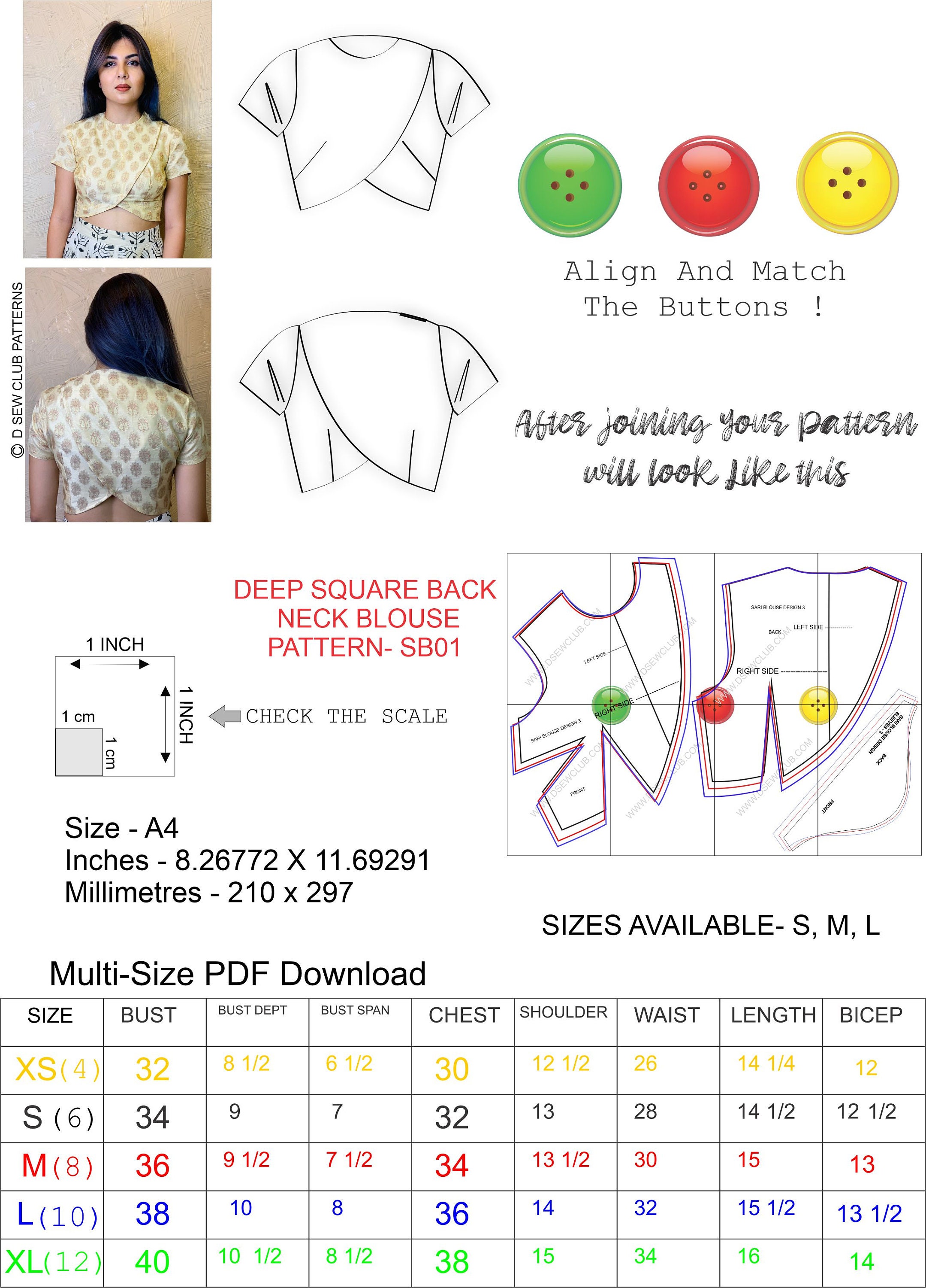 Saree-blouse-pdf-pattern-sb02 - Etsy