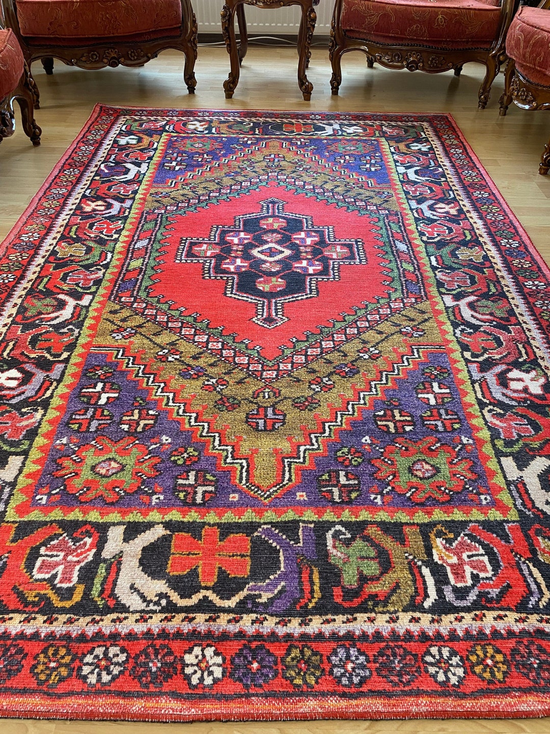 Colorful Anatolian Kilim Rug 8x10: Turkish Chenille Cotton Rug 9x12 5x8 ...