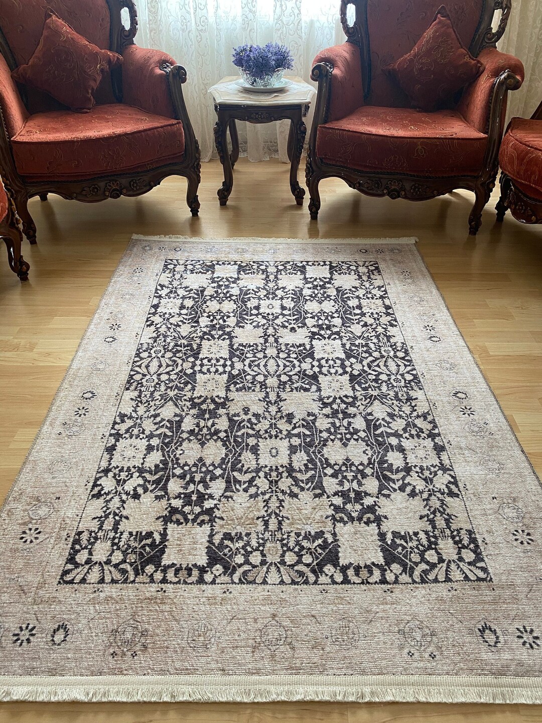 Beige Black Rug 8x10, Oushak Rug 10x15, Oriental Vintage Rug 9x12 ...
