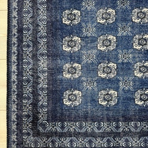 Navy Blue Rug 8x10, Pattern With an Aged Look Rug 8x10, Heriz Rug ...