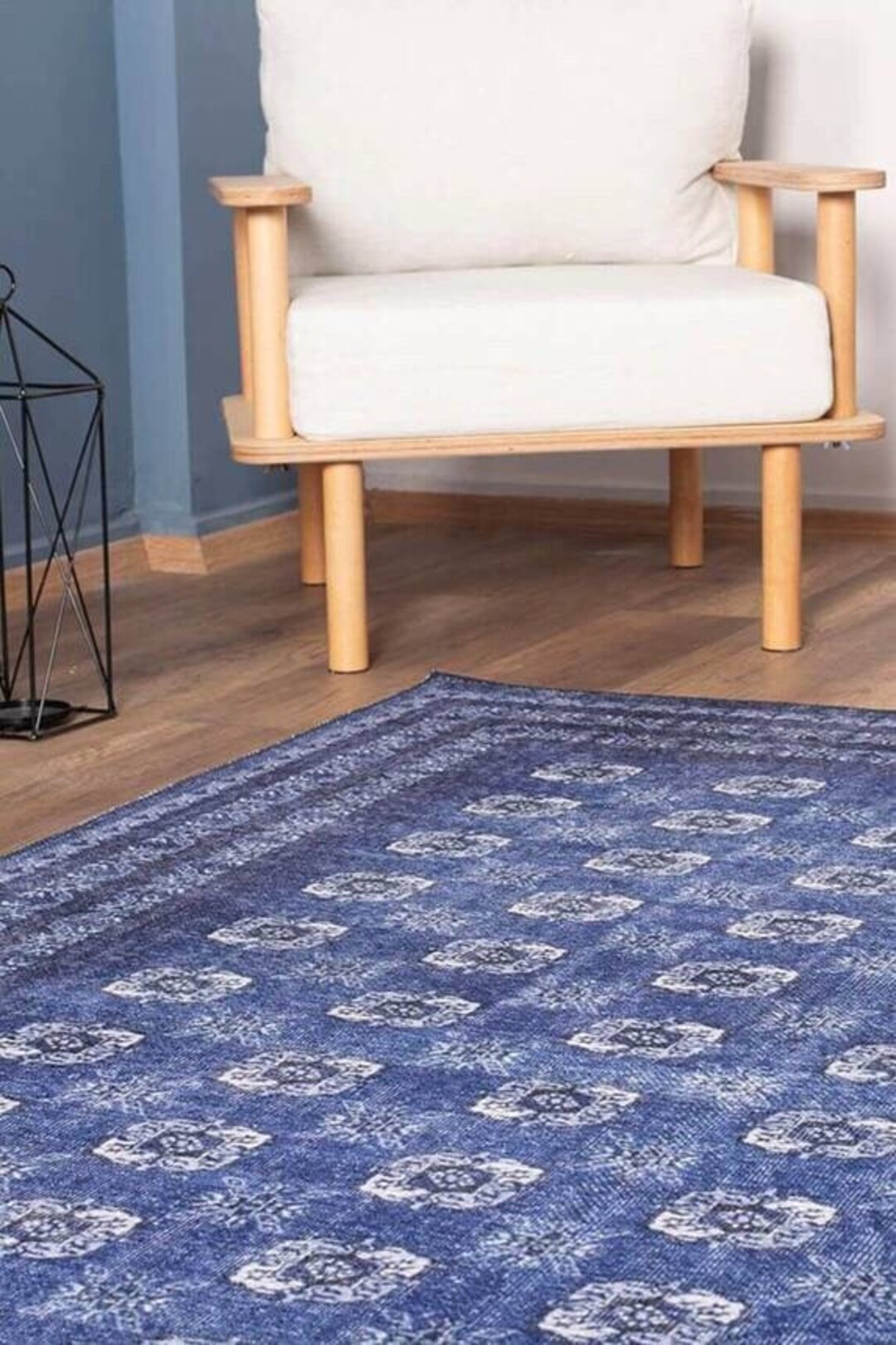 Navy Blue Rug 8x10, Pattern With an Aged Look Rug 8x10, Heriz Rug ...