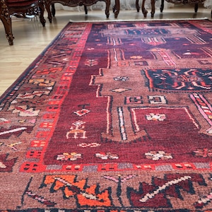 Vintage Style Brown Red Orange Rug 8x10 9x12 5x8 Cotton Chenille Rug - Etsy
