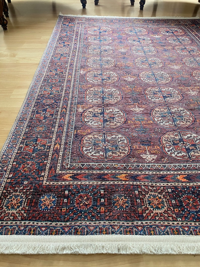 Vintage Style Burgundy Soumak Kilim Rug Chenille Cotton Area Rug 8x10 ...