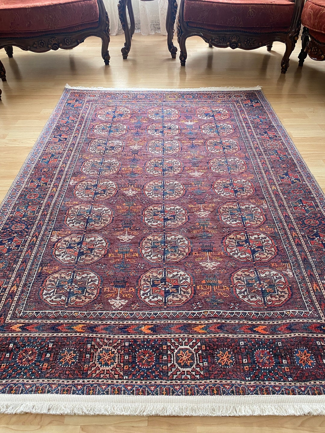 Vintage Style Burgundy Soumak Kilim Rug Chenille Cotton Area Rug 8x10 ...