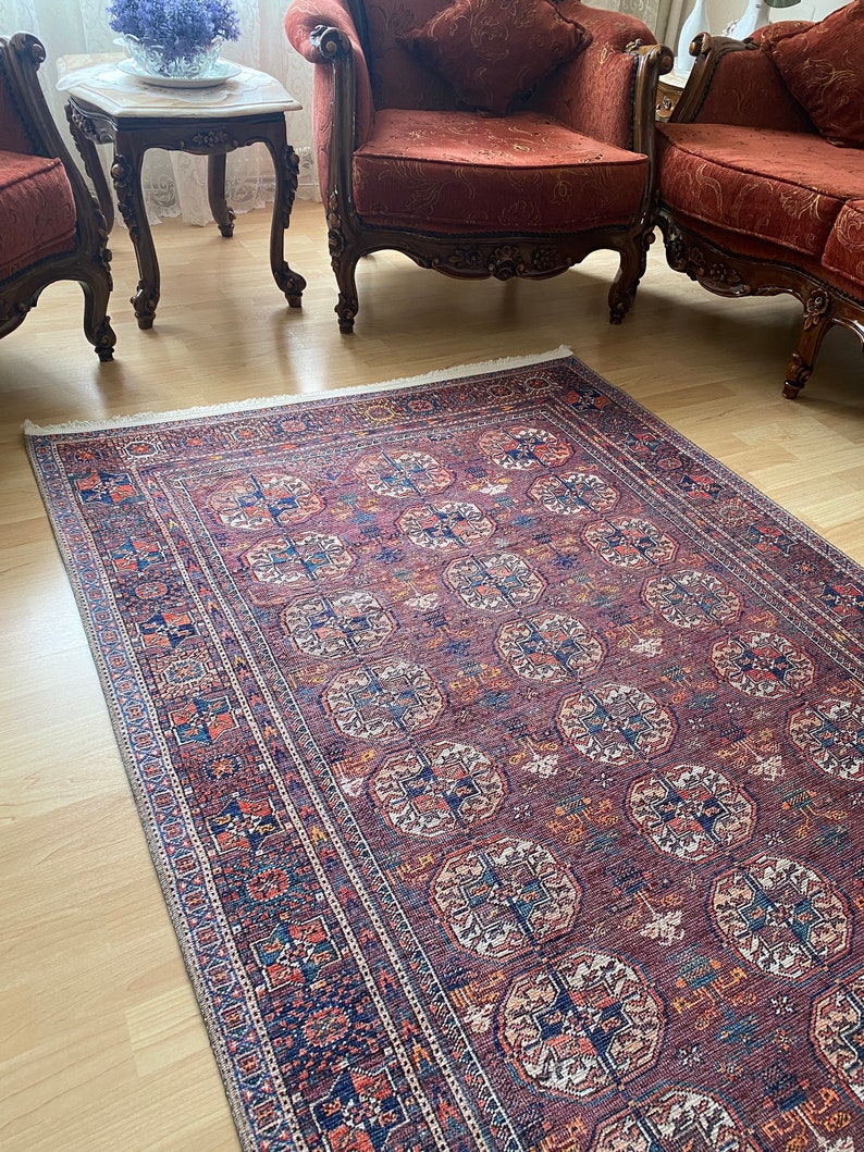 Vintage Style Burgundy Soumak Kilim Rug Chenille Cotton Area Rug 8x10 ...