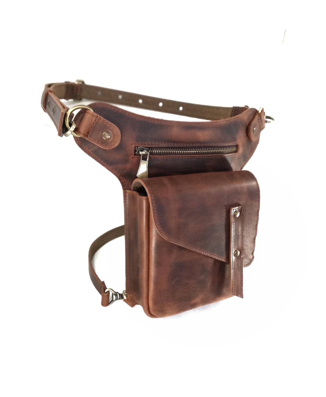 Genuine Leather Leg Bag: Biker Utility Waist Thigh Bag - Etsy