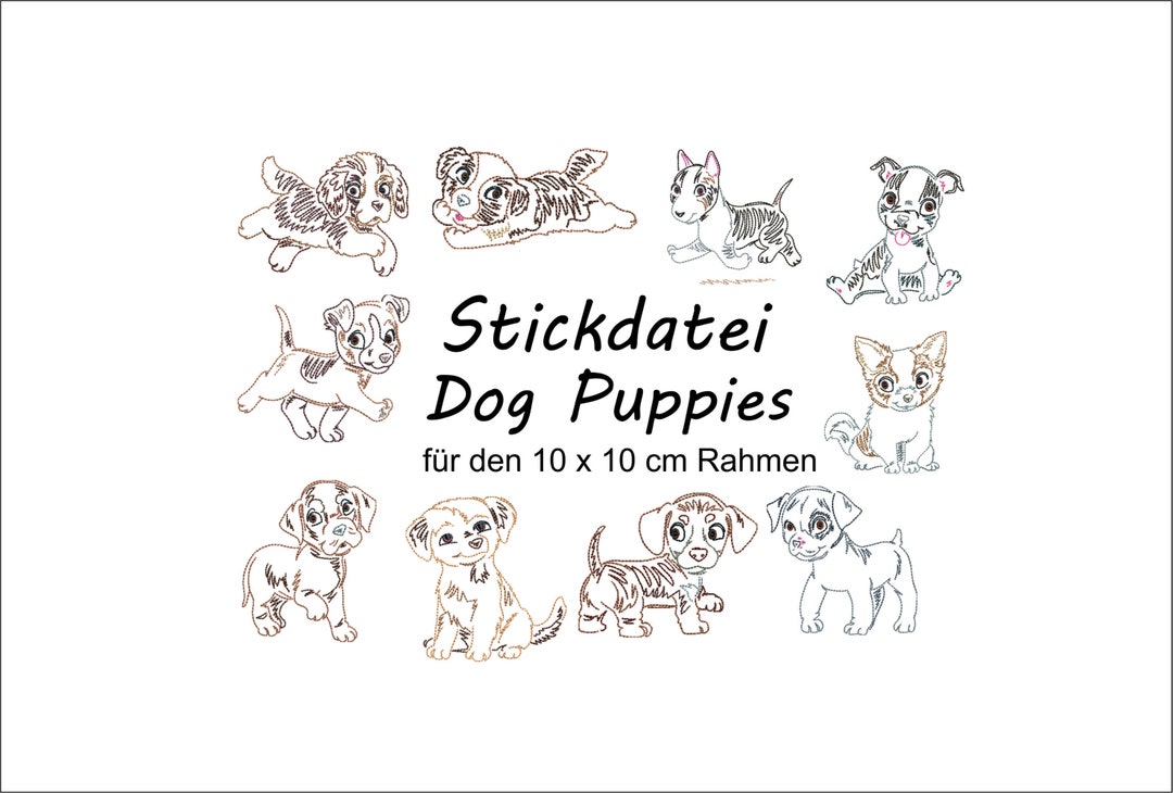 Embroidery File Dogs Dog Puppies Puppies Embroidery Pattern - Etsy