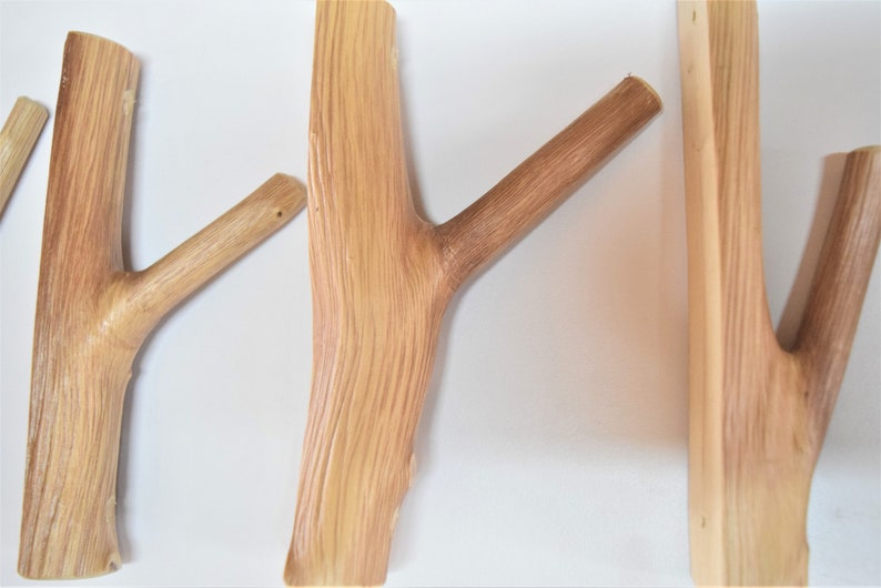 5x Creative Tree Branch Hooks, Nordic Solid Wood, Set of 5 Wooden ...