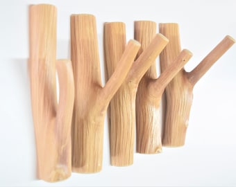 5x Creative Tree Branch Hooks, Nordic Solid Wood, Set of 5 Wooden ...