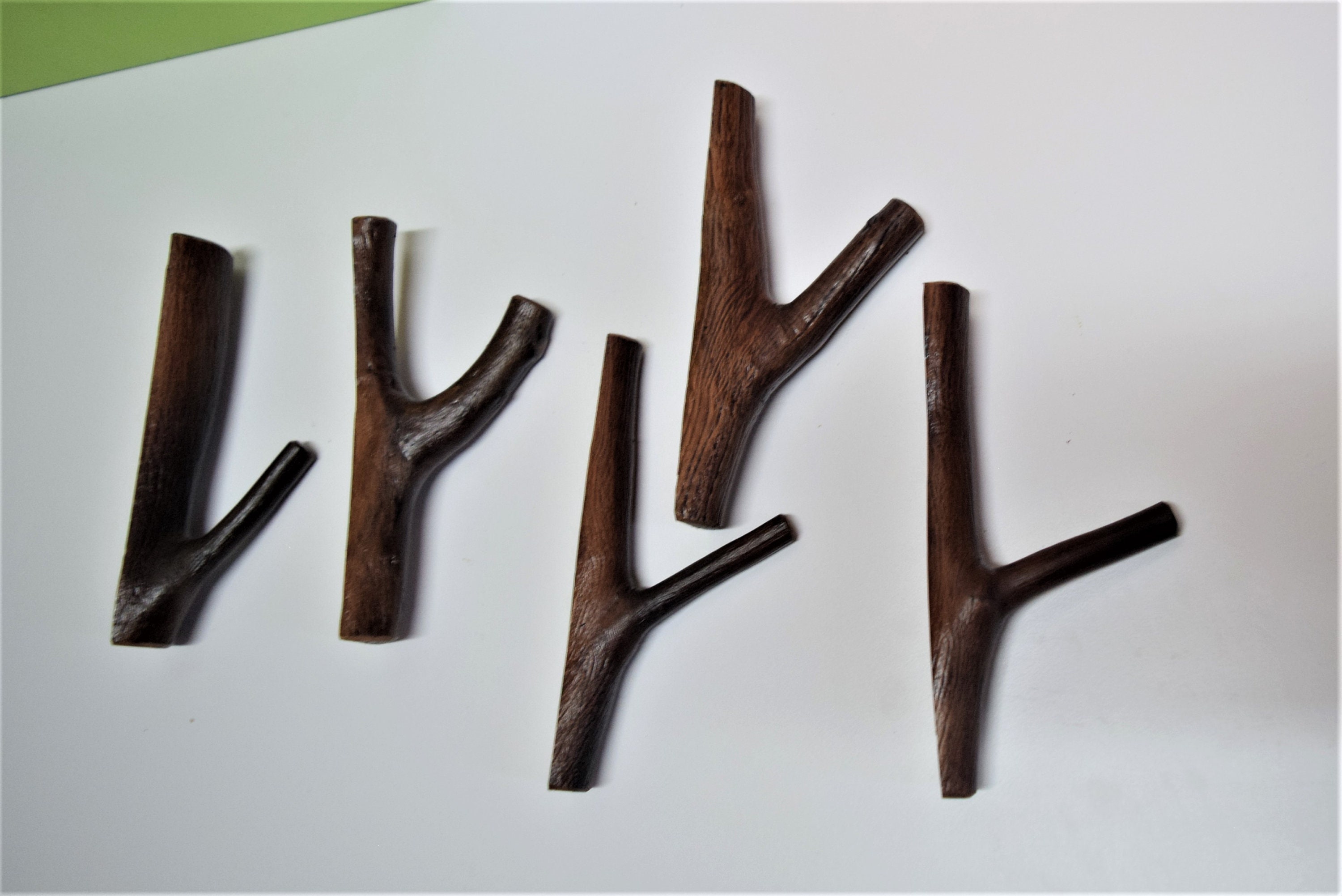 5x Self Adhesive Tree Branch Hooks Solid Wood Set of 5 - Etsy