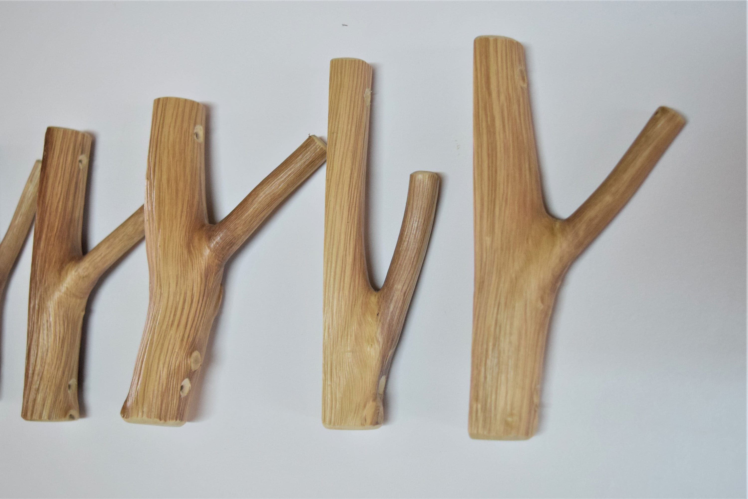 5x Creative Tree Branch Hooks, Nordic Solid Wood, Set of 5 Wooden ...