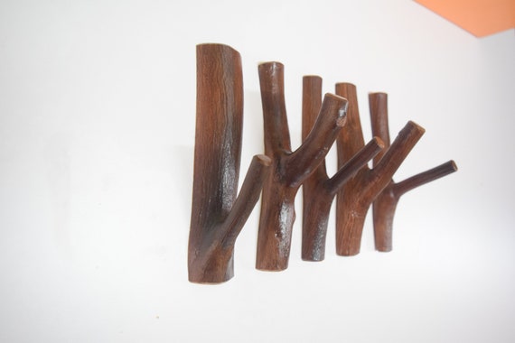 5x Self Adhesive Tree Branch Hooks Solid Wood Set of 5 - Etsy