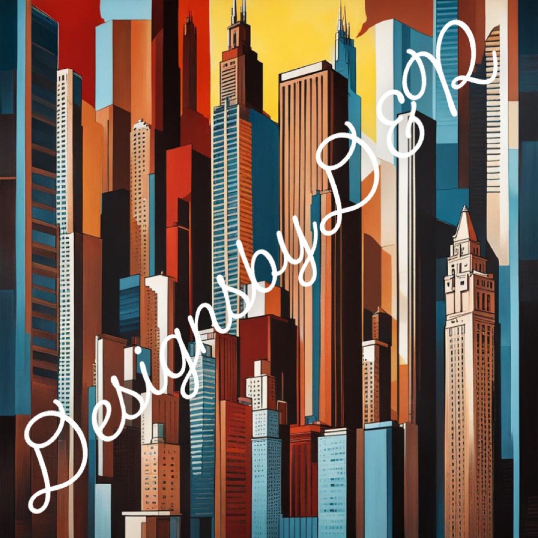 Digital Art Chicago Skyline Abstract - Etsy