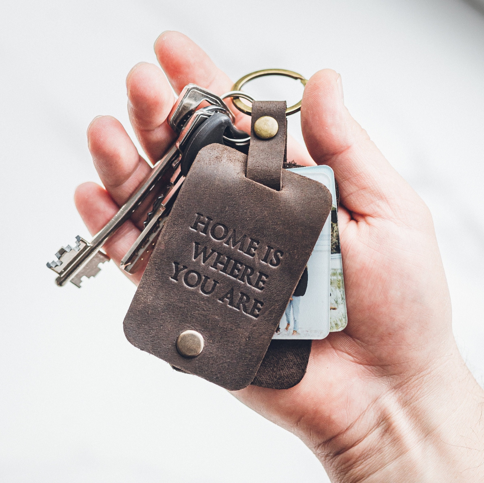 Man Accessory Leather Keychain With Photo Valentines Day Gift - Etsy