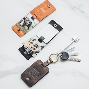Personalized Photo Keyring in Leather Case Valentine Gift Wedding Gift ...