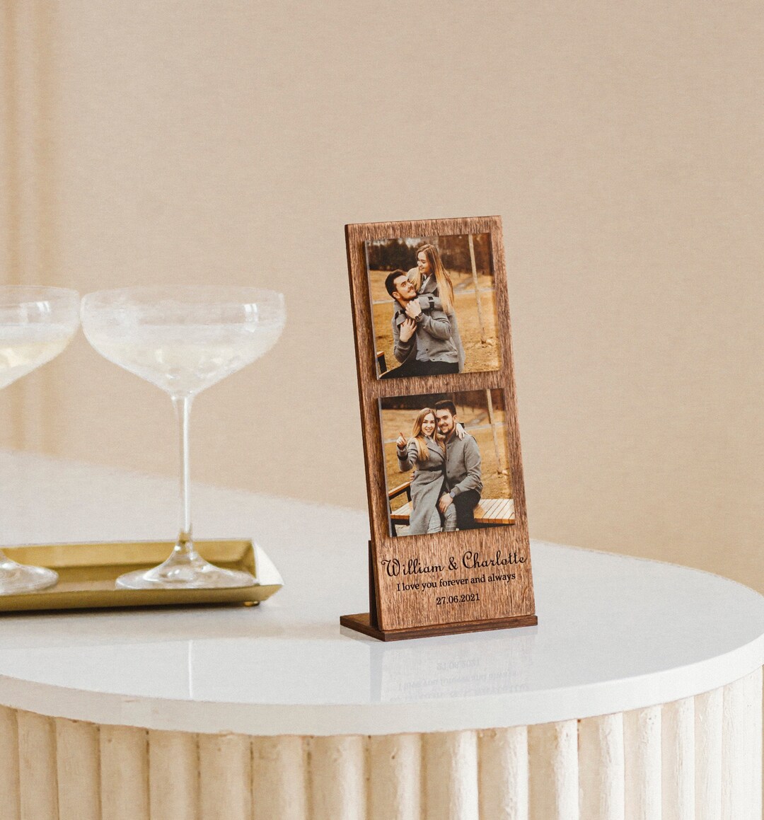 Custom Photo Gift on Acrylic Wood Frame With Your Photos Anniversary ...