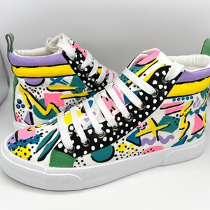 90s Inspired Hand Painted High Top Shoes - Etsy