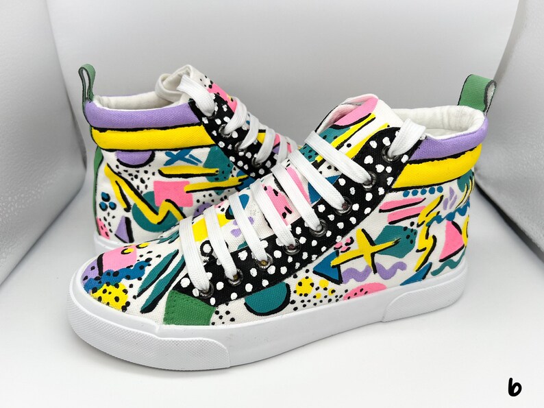 90s Inspired Hand Painted High Top Shoes - Etsy