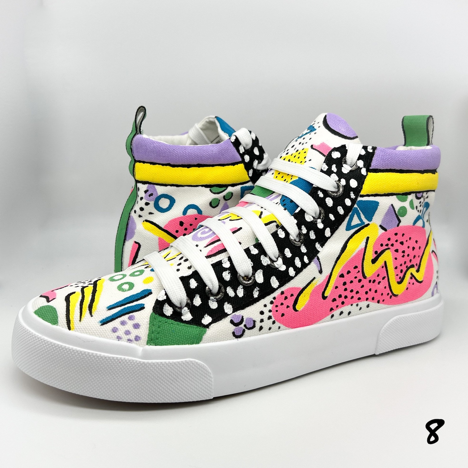 90s Inspired Hand Painted High Top Shoes - Etsy