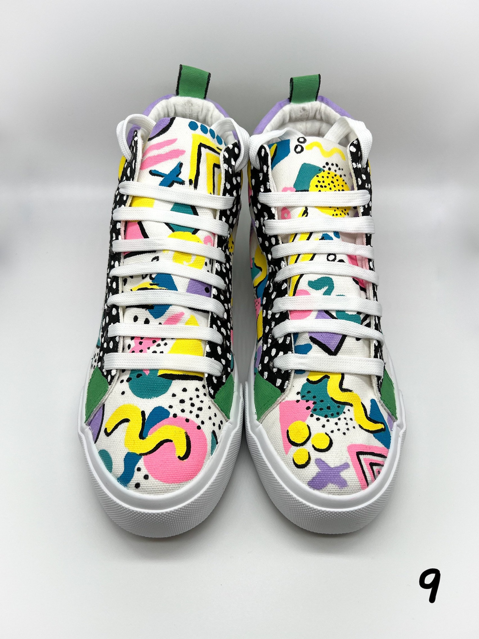 90s Inspired Hand Painted High Top Shoes - Etsy