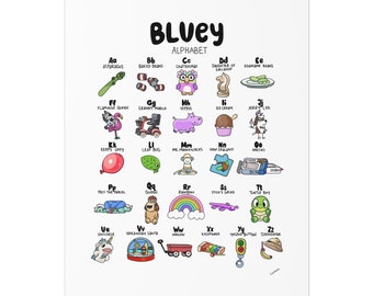 Bluey Inspired Alphabet Framed Vertical Poster - Etsy